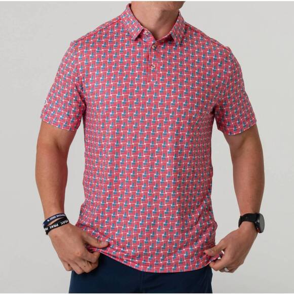 BURLEBO | Shirts | New Burlebo Performance Polo Shirt In American Flag ...